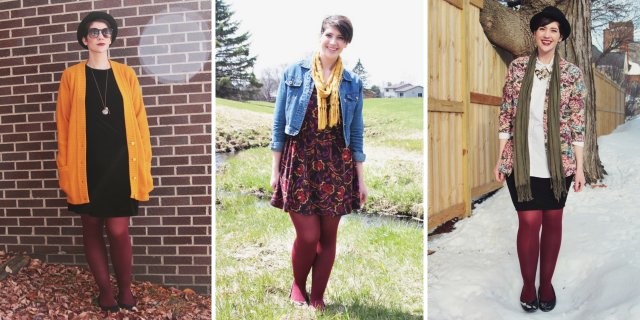 How To Wear Colored Tights Outfit Inspiration | The Outfit Repeater