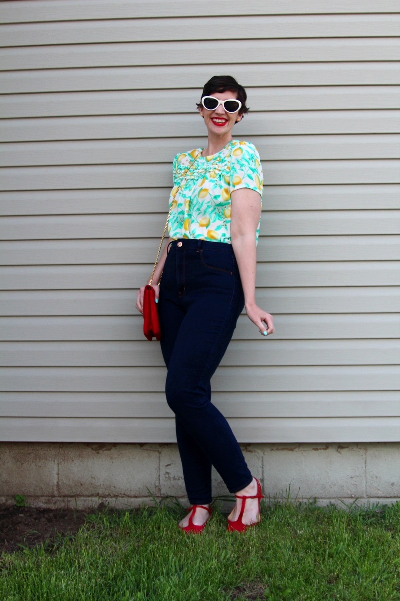 Looking Sweet In A Lemon Printed Blouse - The Outfit Repeater