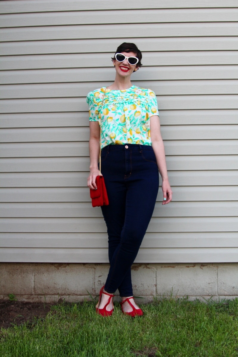 Looking Sweet In A Lemon Printed Blouse - The Outfit Repeater